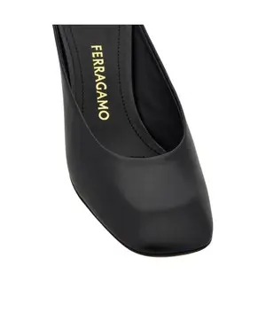 FERRAGAMO S-shaped Heeled Mules - Black