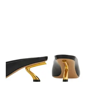FERRAGAMO S-shaped Heeled Mules - Black