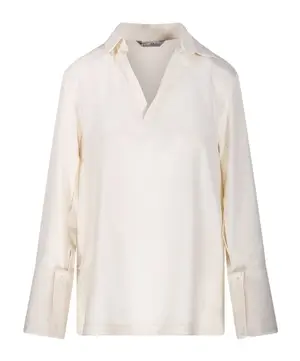 Max Mara Dover V-neck Long-sleeved Top - White