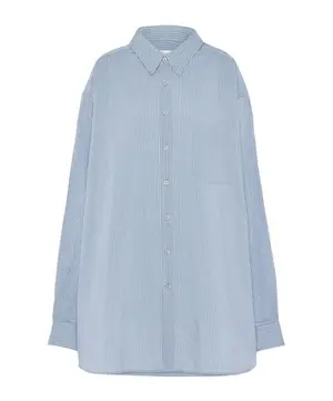 MAISON MARGIELA Oversized Striped Cotton Silk Shirt - Light Blue