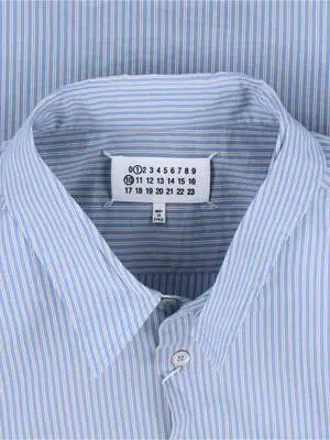 MAISON MARGIELA Oversized Striped Cotton Silk Shirt - Light Blue