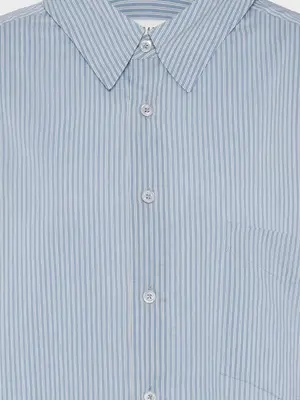 MAISON MARGIELA Oversized Striped Cotton Silk Shirt - Light Blue