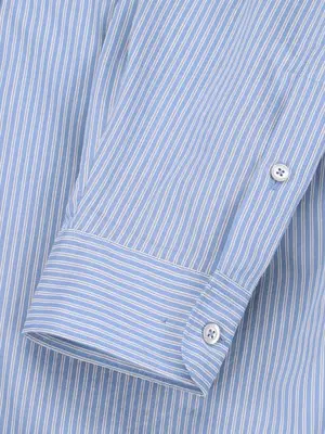 MAISON MARGIELA Oversized Striped Cotton Silk Shirt - Light Blue