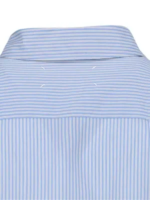 MAISON MARGIELA Oversized Striped Cotton Silk Shirt - Light Blue