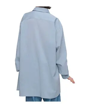 MAISON MARGIELA Oversized Striped Cotton Silk Shirt - Light Blue