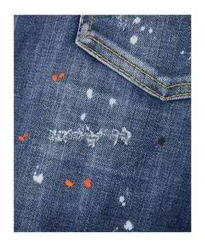 Dsquared2 Logo-patch Distressed Jeans - Navy