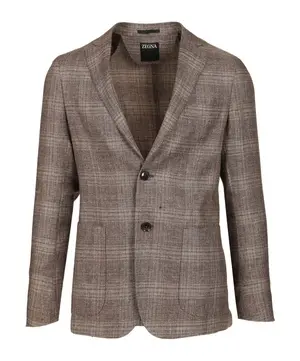 Zegna Checked Single-breasted Jacket - Brown