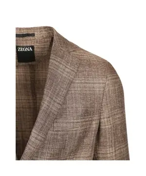 Zegna Checked Single-breasted Jacket - Brown