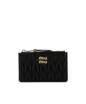 Miu Miu Matelassé Zipped Wallet - Black