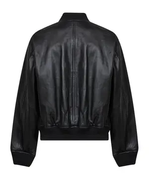 DIESEL® Ribbed Leather Bomber Jacket