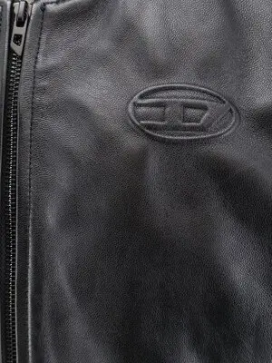 DIESEL® Ribbed Leather Bomber Jacket