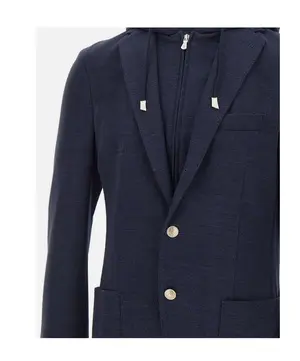 Eleventy Single Breasted Hooded Bib Blazer - Black
