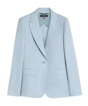 Max Mara Single-breasted Linen Blazer - Light Blue