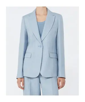 Max Mara Single-breasted Linen Blazer - Light Blue
