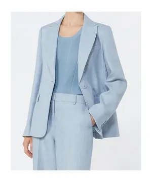 Max Mara Single-breasted Linen Blazer - Light Blue