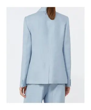 Max Mara Single-breasted Linen Blazer - Light Blue