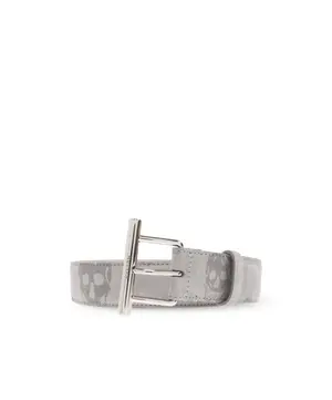Alexander McQueen Skull Jacquard Buckle Belt - Grey