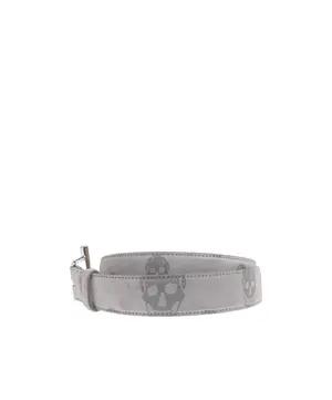 Alexander McQueen Skull Jacquard Buckle Belt - Grey