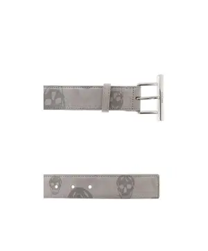 Alexander McQueen Skull Jacquard Buckle Belt - Grey