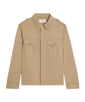 Celine Saharienne Jacket In Cotton Linen - Light Brown