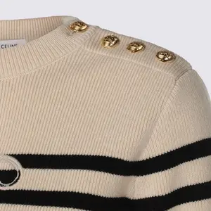Celine Wool Cashmere Striped Crew Neck Sweater