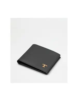 TOD'S Calfskin Bifold Wallet - Black