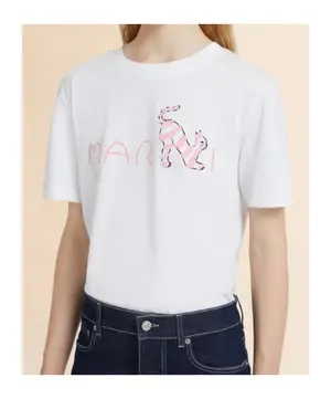 Marni Animal Alphabet Striped Cat Logo T-shirt