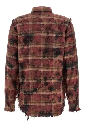 R13 Distressed Effect Fringed Shirt - Red