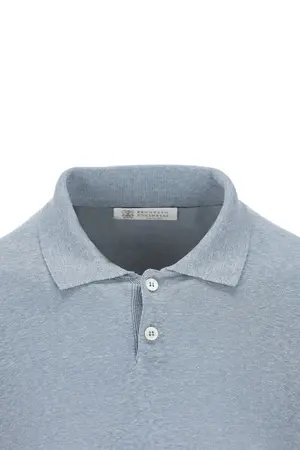 Brunello Cucinelli Buttoned Short-sleeved Polo Shirt - Blue