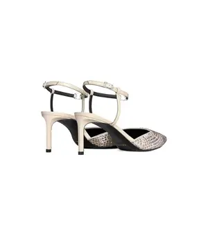 Celine Kitten Strap Pumps In Suede Goatskin With Strass Lambskin