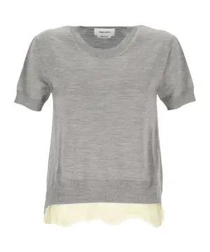 Alexander McQueen Short Sleeve Knit Top With Ribbed Trim