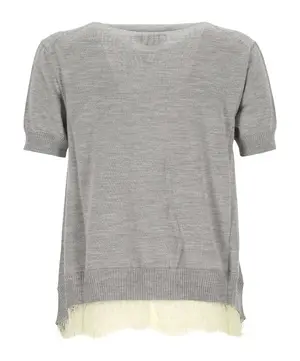 Alexander McQueen Short Sleeve Knit Top With Ribbed Trim