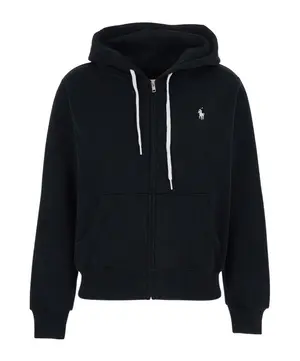 Polo Ralph Lauren Zip-up Hoodie With Embroidered Pony - Black