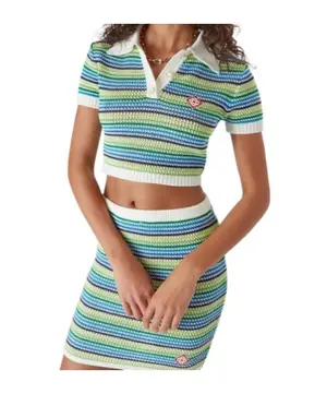 Casablanca Striped Short-sleeve Polo Shirt - Green