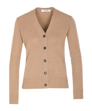 Max Mara V-neck Button-up Cardigan With Ribbed Cuffs And Hem - No