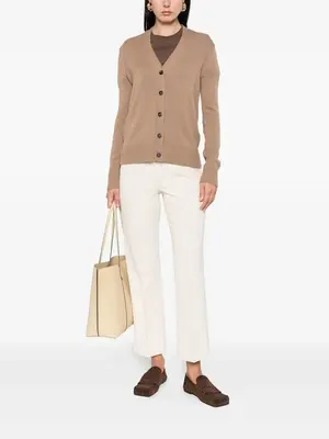 Max Mara V-neck Button-up Cardigan With Ribbed Cuffs And Hem