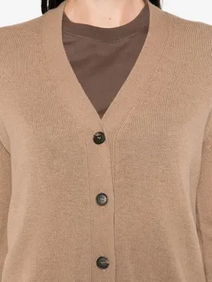 Max Mara V-neck Button-up Cardigan With Ribbed Cuffs And Hem