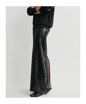 TOTEME Sequin Slit Floor Skirt - Black
