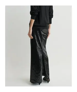 TOTEME Sequin Slit Floor Skirt - Black