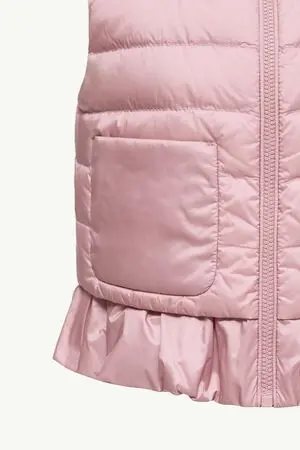 Moncler Latife Quilted Vest With Ruffled Hem