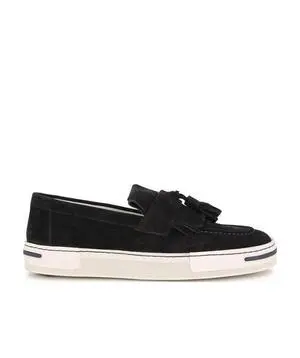 Emporio Armani Flat Shoes With Fringed Detail - Black