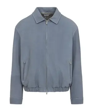 Brunello Cucinelli Leather Bomber Jacket - Gray