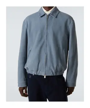 Brunello Cucinelli Leather Bomber Jacket - Gray