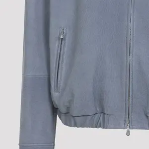 Brunello Cucinelli Leather Bomber Jacket - Gray