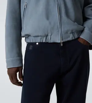 Brunello Cucinelli Leather Bomber Jacket - Gray