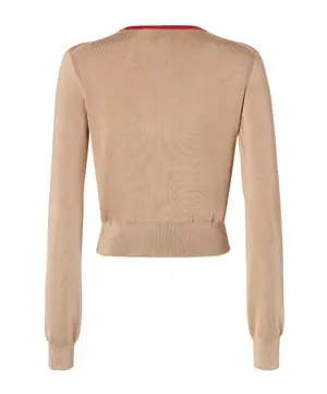 Fendi Viscose Cardigan With Coral Embellishments