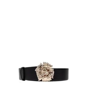 Alexander McQueen Embellished Buckle Belt - Black
