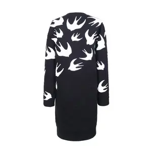 Alexander McQueen Swallow Print Long Sleeve Sweater Dress