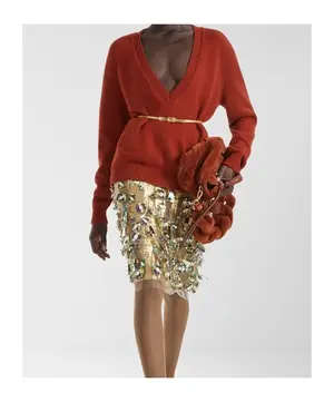 Fendi V-neck Cashmere Jumper With Elasticated Waistband