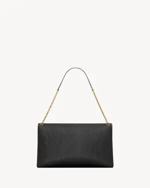 Saint Laurent Cassandre Xxl Envelope Pouch On Chain In Lambskin - Black